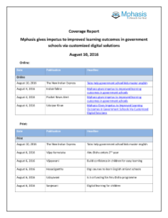 Mphasis | Coverage Report On Mphasis Gives Improved Learning Outcomes